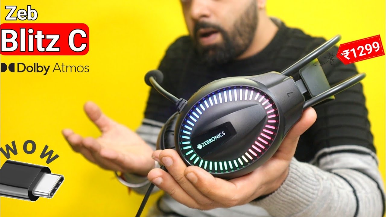 Zebronics New Zeb Blitz C Dolby Atmos Gaming Headphones Unboxing Review ...