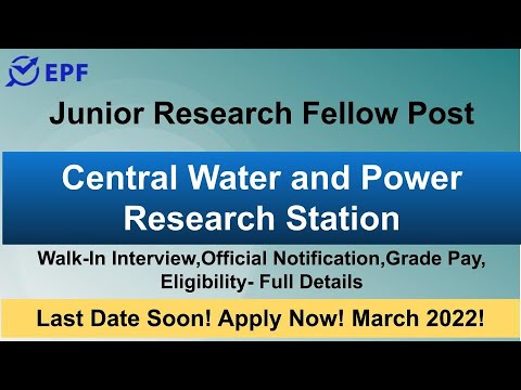 Junior Research Fellow Post in CWPRS||Central Water and Power Research ...