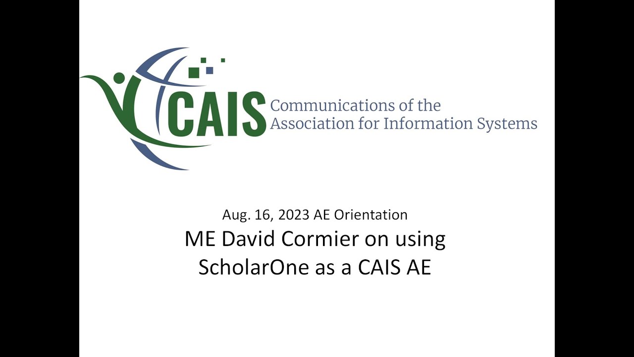 ME David Cormier on ScholarOne - YouTube