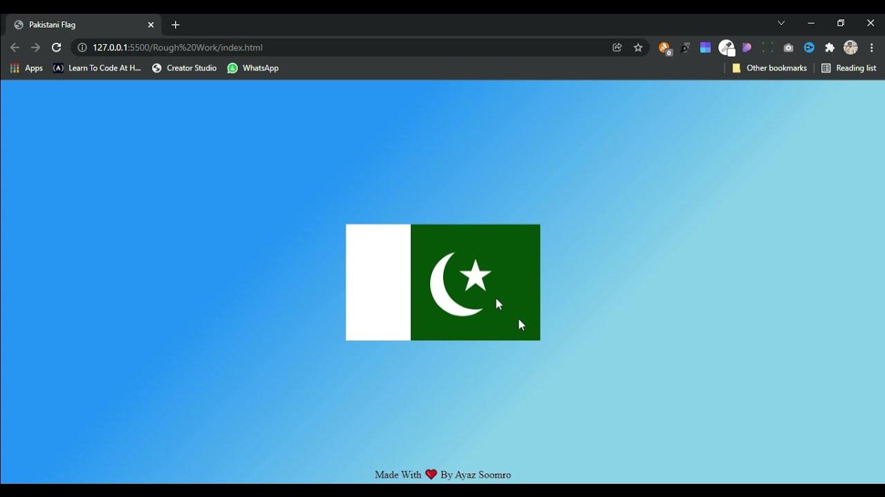 Pakistani Flag using HTML and CSS | Web Development | Ayaz Soomro - YouTube