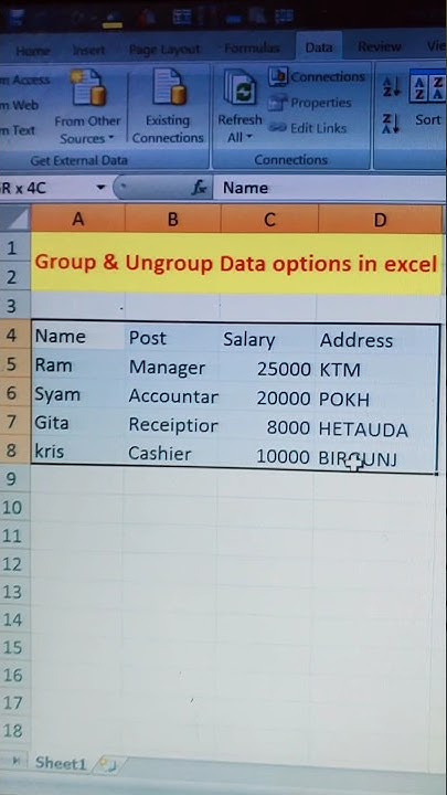 how to use group or ungroup data in Ms excel #exceltips #exceltricks #shorts #youtubeshorts # ...