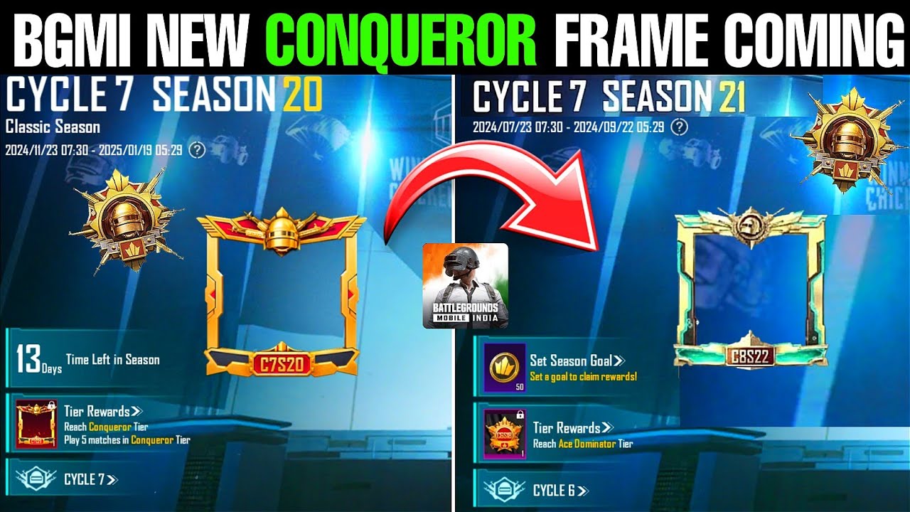 Bgmi Next Season New Conqueror Frame 🔥| Bgmi Next Cycle 7 Season 21 ...