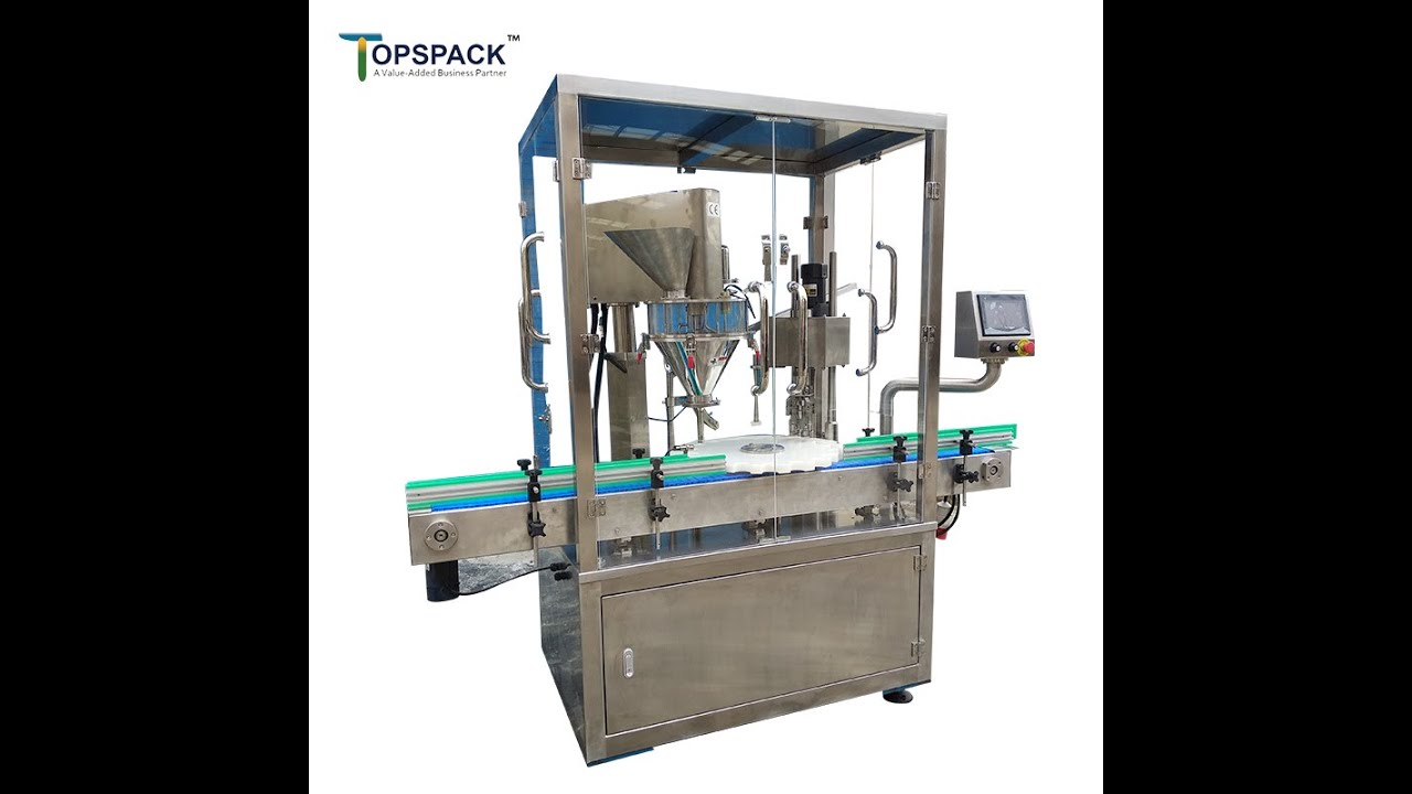 TOPSPACK Automatic filling capping machine for powder packing - YouTube