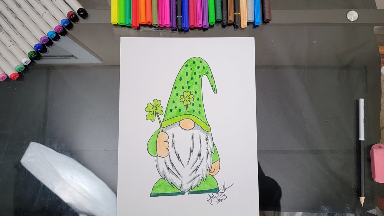 how to draw a St. Patrick's day Gnome step by step. - YouTube
