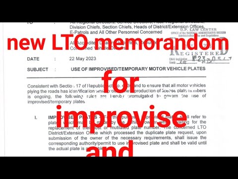 IMPROVISE PLATE AND TEMPORARY PLATE NO NEED AUTHORIZATION FROM LTO. ( NEW MEMORANDUM ) - YouTube
