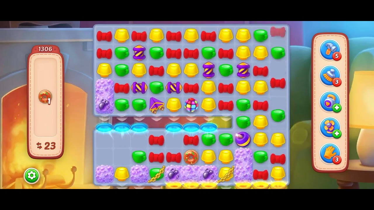 HomeScapes Level 1306 Walkthrough || Donut Collectable || 21 Moves Left #homescapes - YouTube