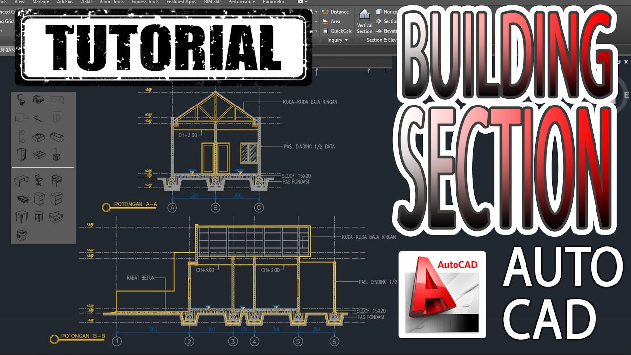 MEMBUAT POTONGAN 2D AUTOCAD - YouTube