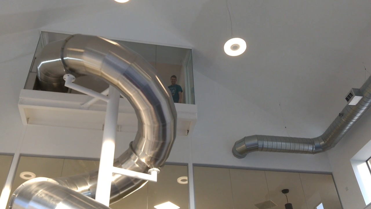 Dotty rides the EKM Office Slide - YouTube