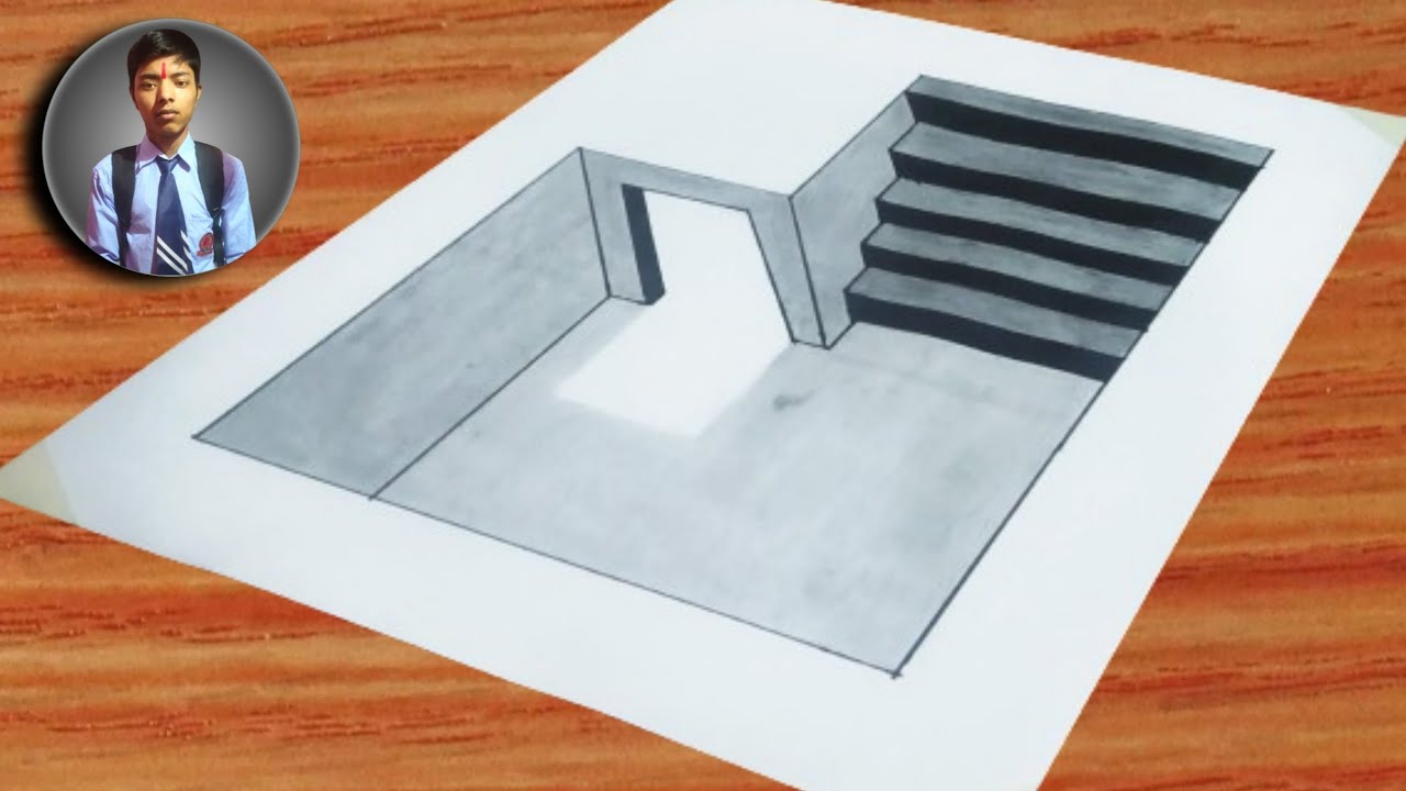 how to draw stairs in basement on paper 3d going illusion drawing - YouTube