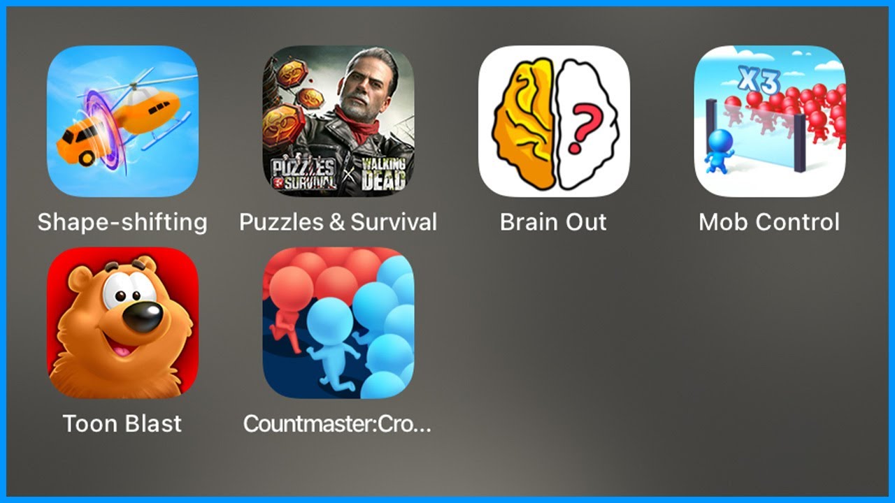 Shape-Shifting, Puzzles & Survival, Brain Out, Mob Control, Toon Blast ...