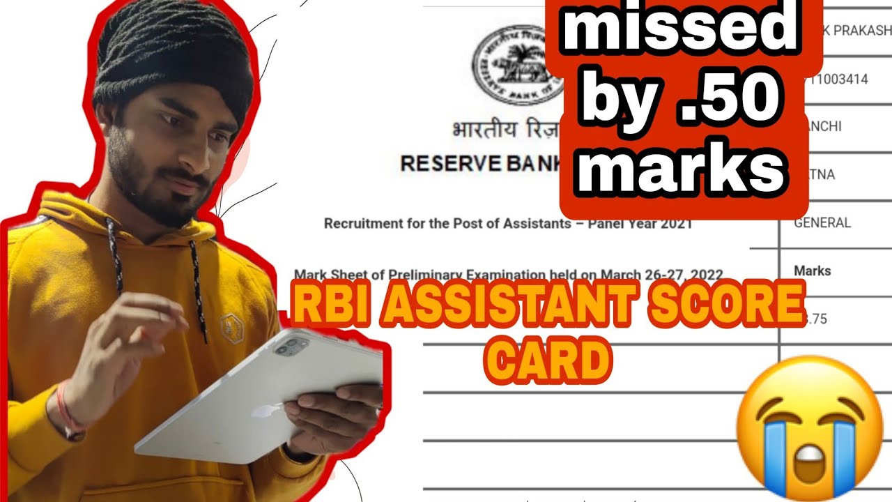 My RBI Assistant Score Card? As expected missed by just .50 marks.Bad ...