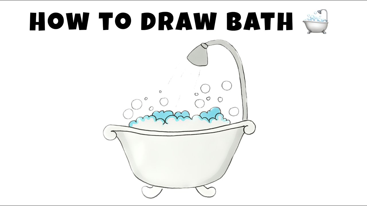 How to Draw Relaxing Bath filled with Water and Bubbles – Beginner's ...