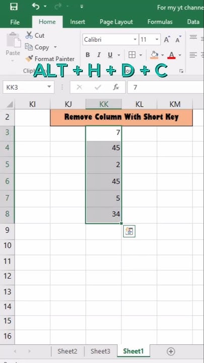 How to remove column with shortcut key | Ms Excel #excel #shortkey @iicacomputereducation - YouTube