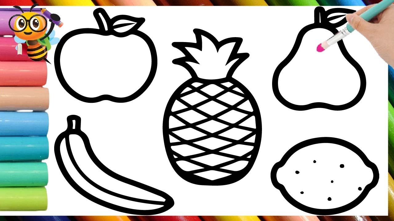 Learn Fruits Drawing, Painting, Coloring for Kids and Toddlers . How to ...