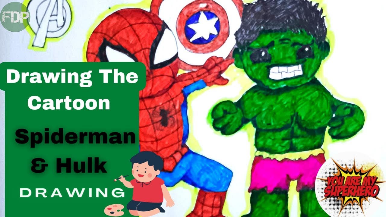 How To Draw Cartoon Superhero Spiderman Hulk the Avengers Characters ...