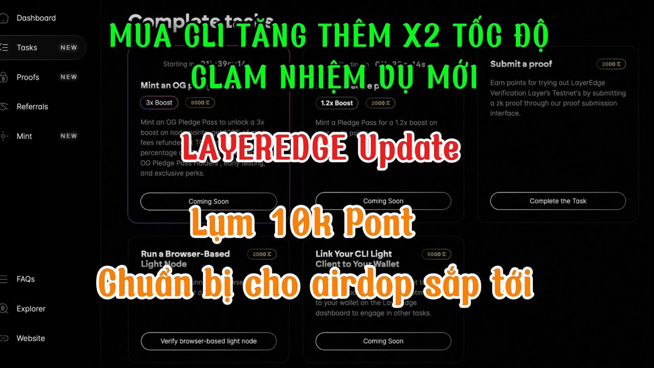 HƯỚNG DẪN MUA CLI LIGHT LÀM NHIỆM VỤ LAYEREDGE CUỐI CÙNG CHUẨN BỊ CHO ...