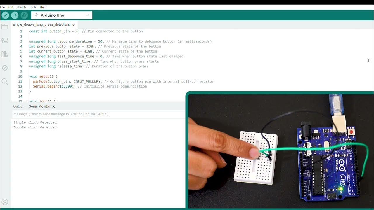 Single Click Double Click And Long Press Detection Using Arduino Uno Arduino Arduinoproject