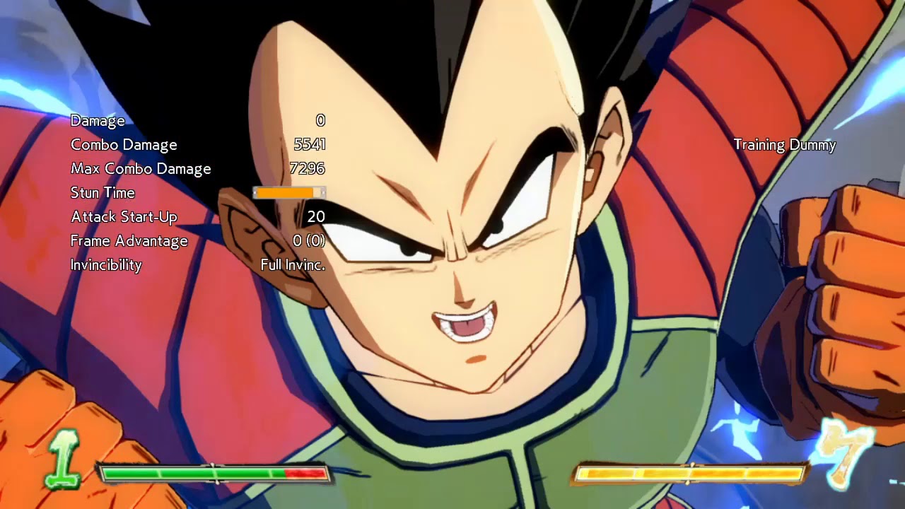 DBFZ(1.25): Base Vegeta Midscreen Loop Combo - YouTube