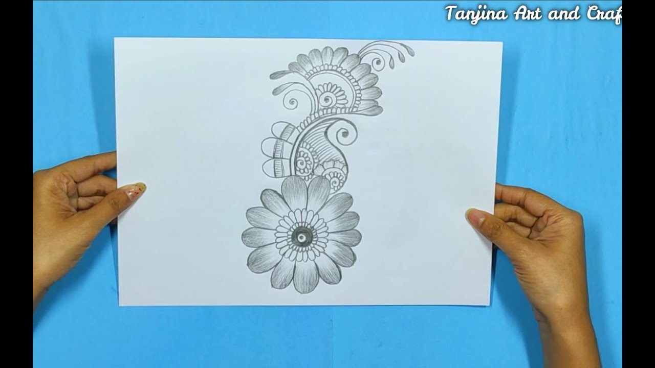 Flower noksha drawing | How to draw floral design with pencil | Pencil ...