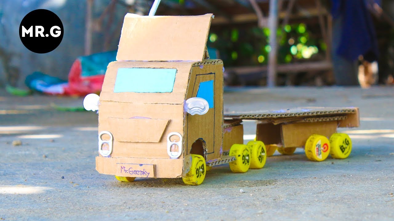 Truck Container DIY at home with cardboard - YouTube