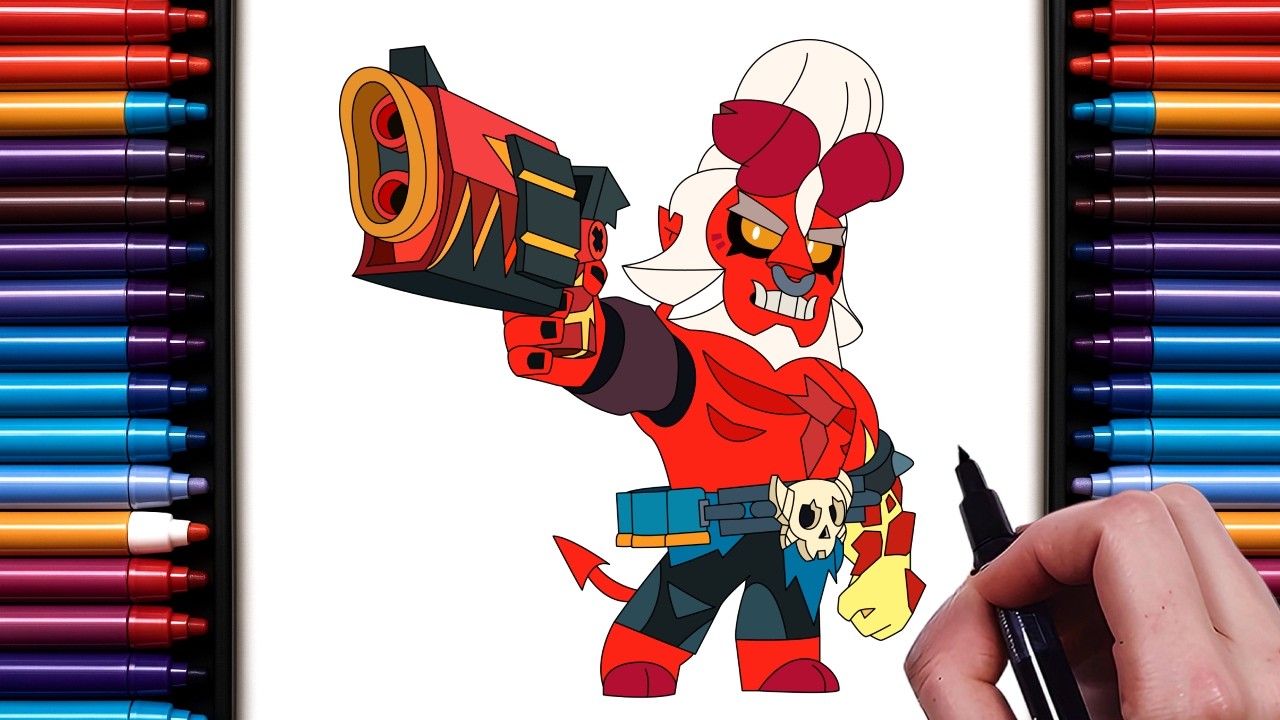 How to Draw Hell Bull From Brawl Stars | Bull New Skin | How to Draw ...
