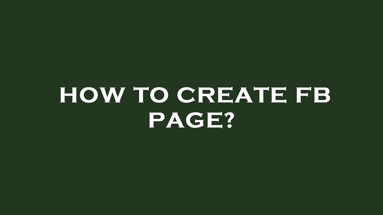 How to create fb page? - YouTube