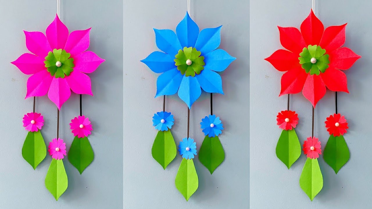 Unique Paper Flower Wall Hanging | Quick and Easy Wall Decor Ideas ...