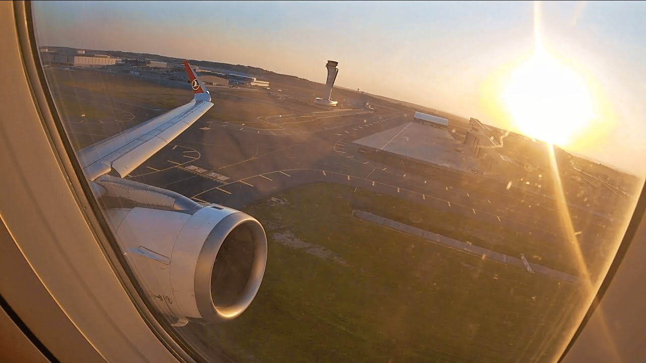 INCREDIBLE Sunset! Turkish Airbus A321-200 Startup, Taxi, and ...