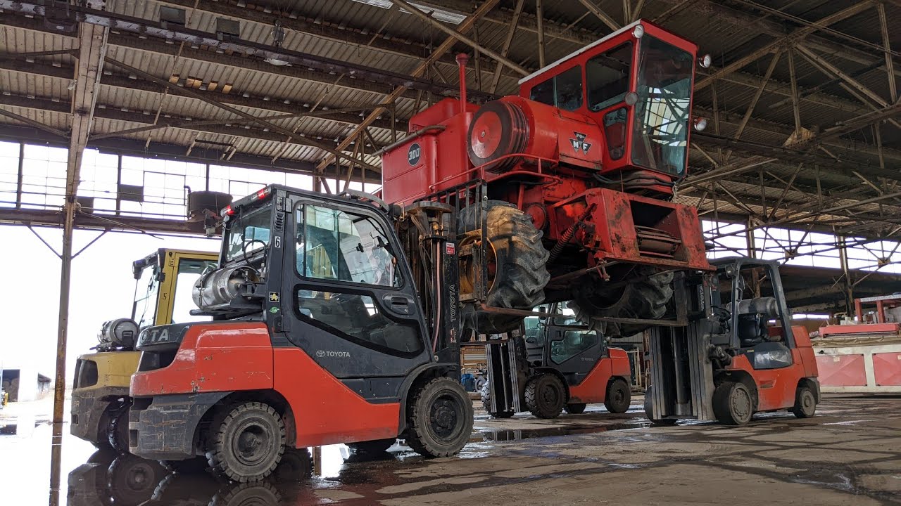 Massey Ferguson 300 Combine Unloading And Test Drive - YouTube