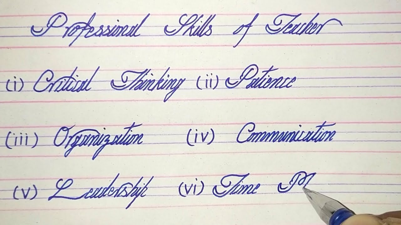 Beautiful Cursive Style English writing.||. Professional Skills of a ...