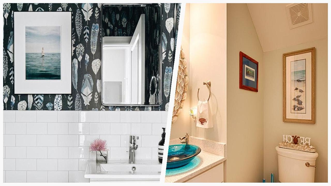 75 Coastal Powder Room With A Two-piece Toilet Design Ideas You'll Love ...