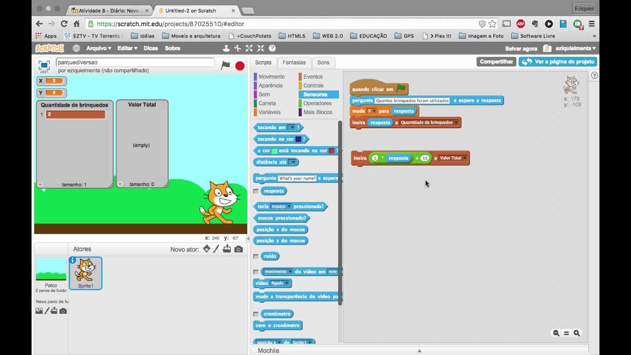 Variáveis e Listas no Scratch - Função afim - YouTube