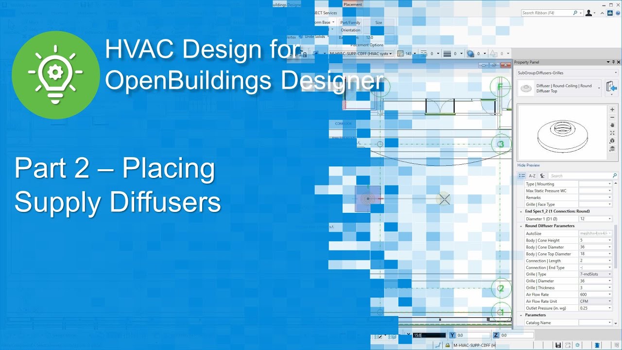 Part 2 - Placing Supply Diffusers in OpenBuildings Designer - YouTube