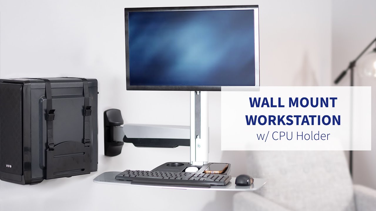 STAND-SIT1W Single Silver Monitor Sit to Stand Wall Mount by VIVO - YouTube