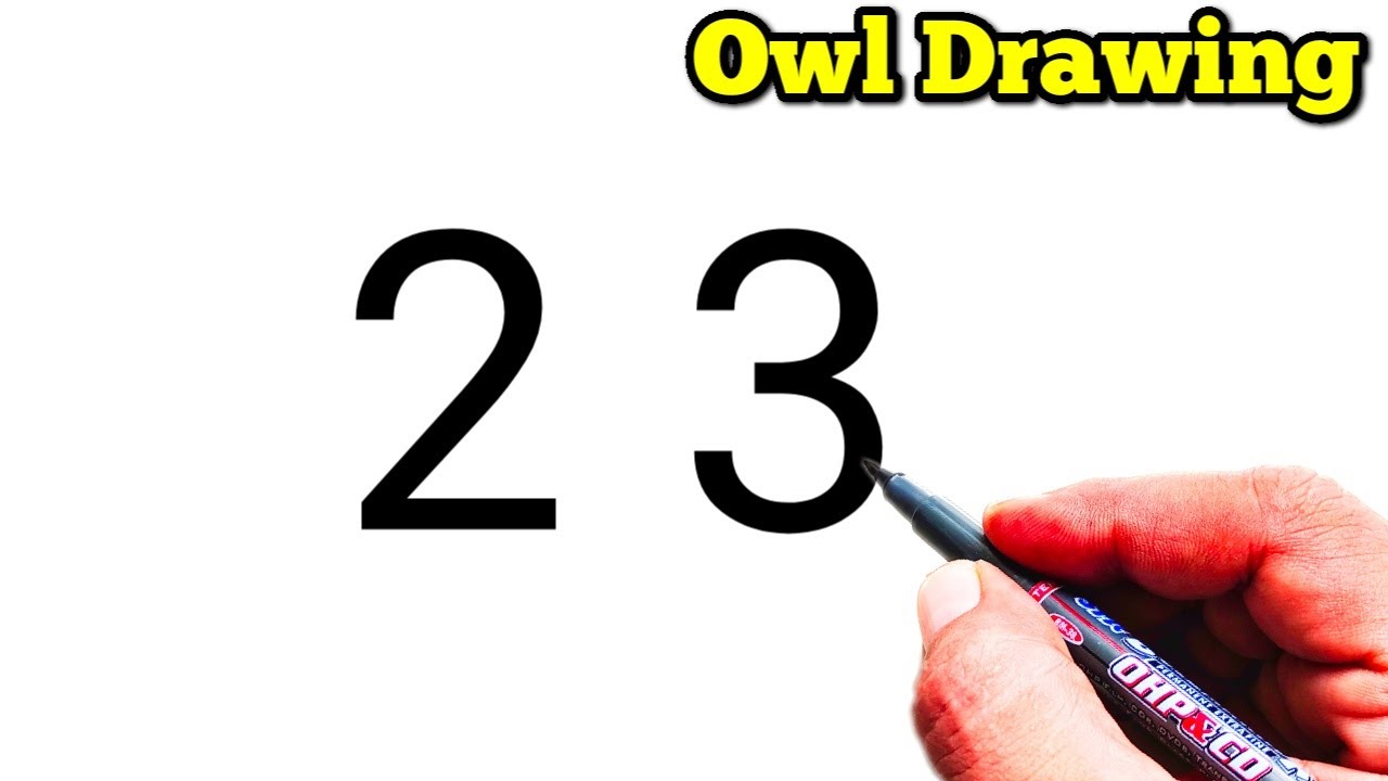 How to Draw Owl From Number 23 | Easy Owl Drawing | Number Drawing ...