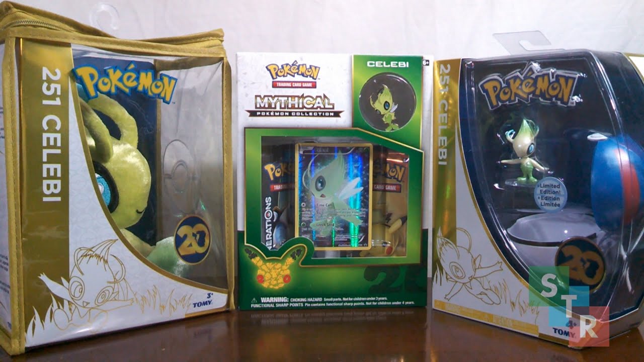 Pokemon 20th Anniversary Celebi Mythical Collecton Box, Plush and ...