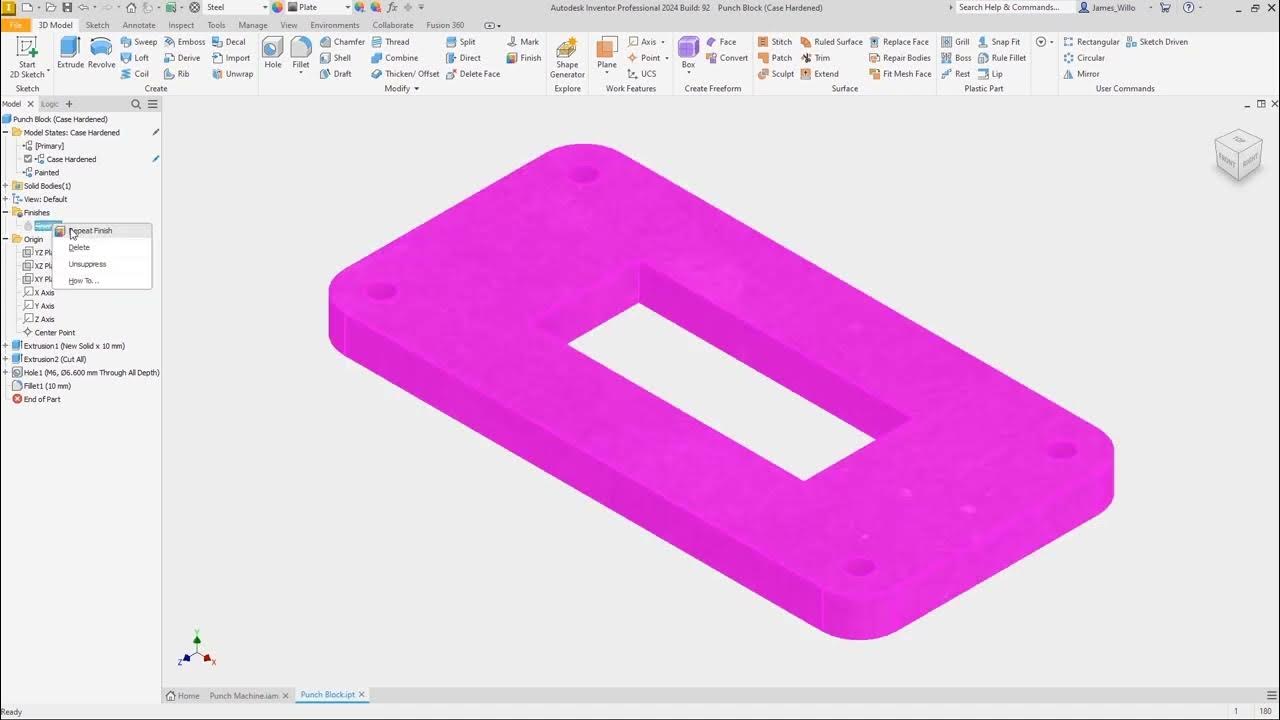 Inventor 2024 What's New - Finish feature - YouTube