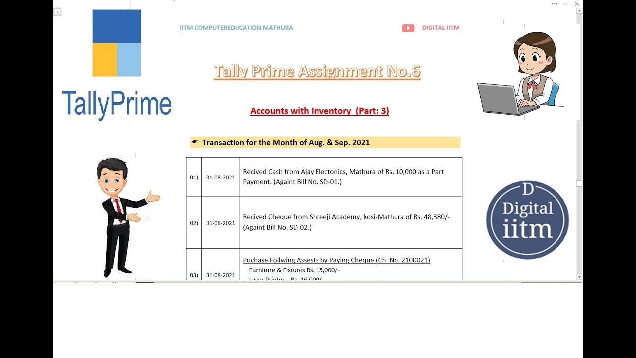 Tally Prime Assignment 6 PART 3 with home Assignment | Gst project ...