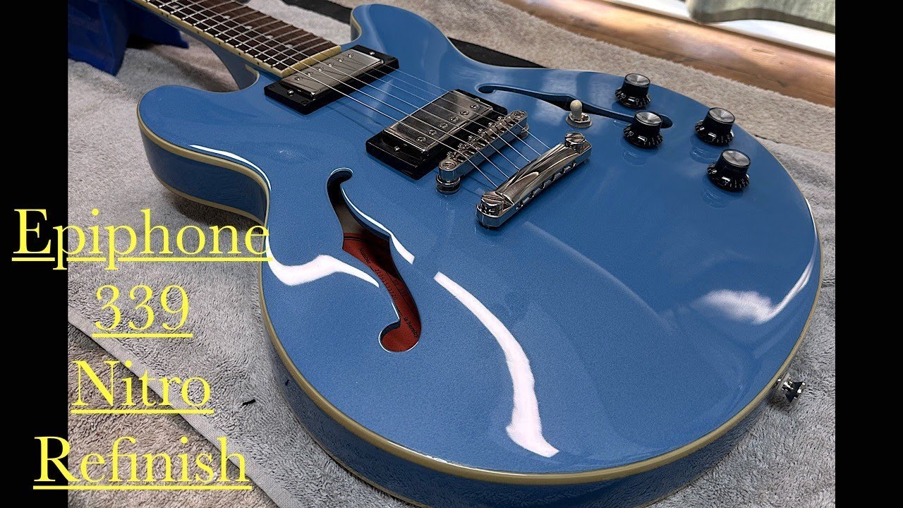 Epiphone 339 Guitar Refinish In Nitrocellulose Pelham Blue Lacquer ...
