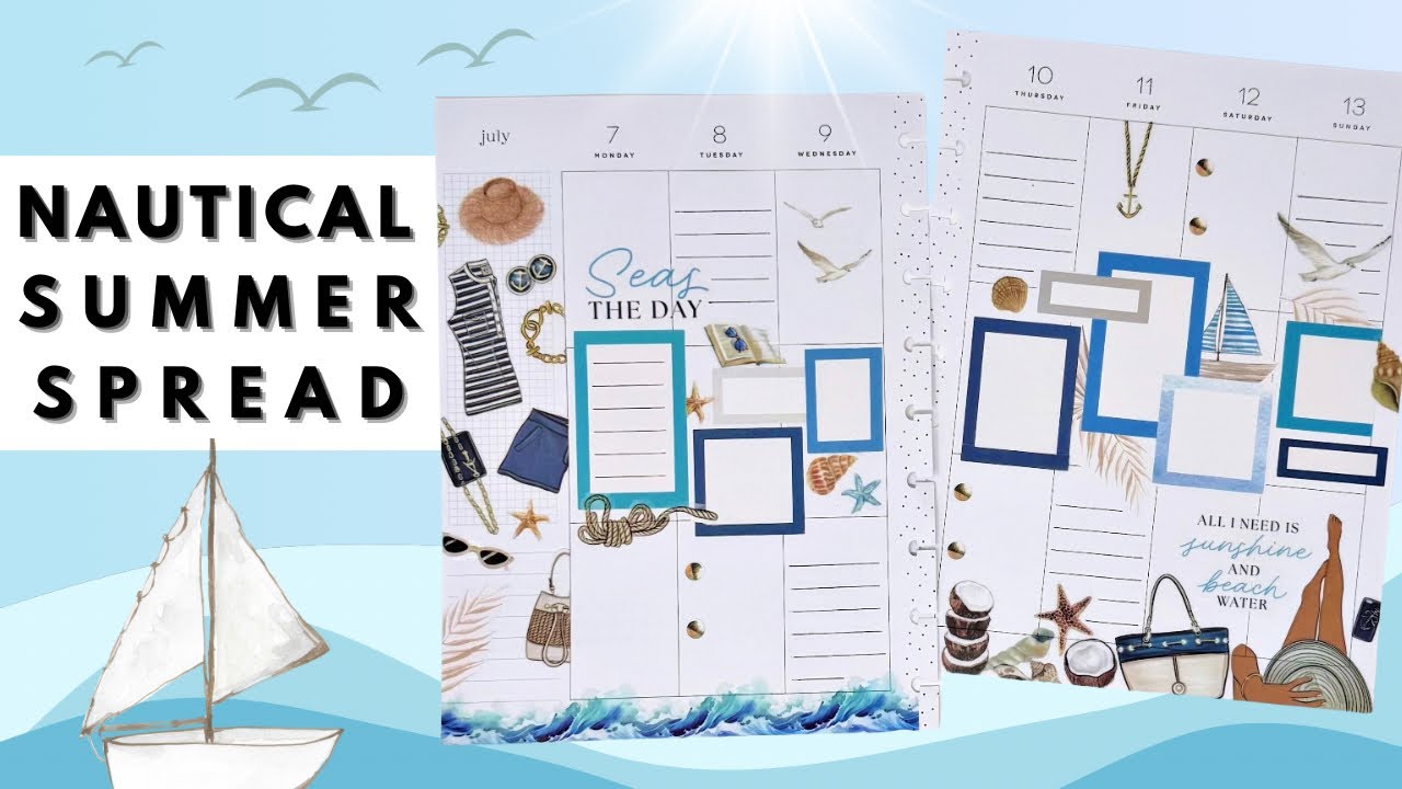 PLAN WITH ME | NAUTICAL SUMMER SPREAD | THE HAPPY PLANNER - YouTube