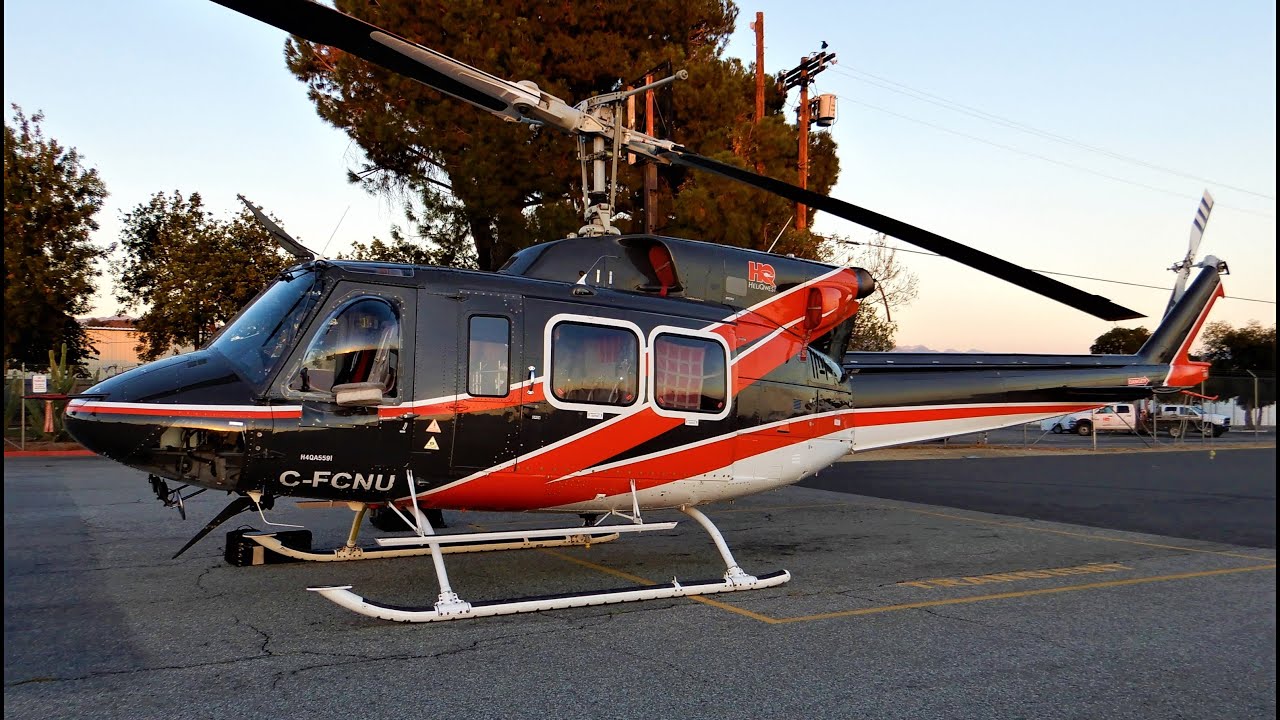 Bell 212 Twin Huey Helicopter Engine Startup & Takeoff UH-1N Canadian ...