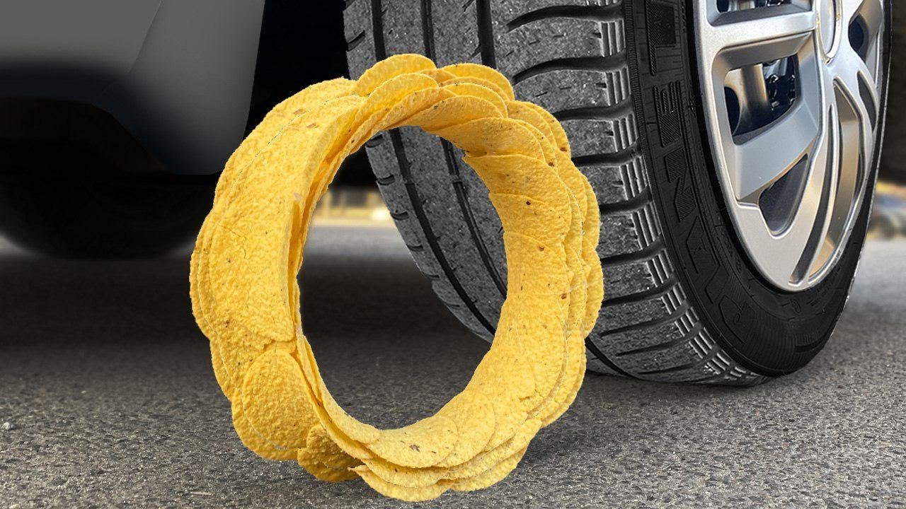 Crushing Crunchy & Soft Things by Car! EXPERIMENT: Car vs Crisps - YouTube