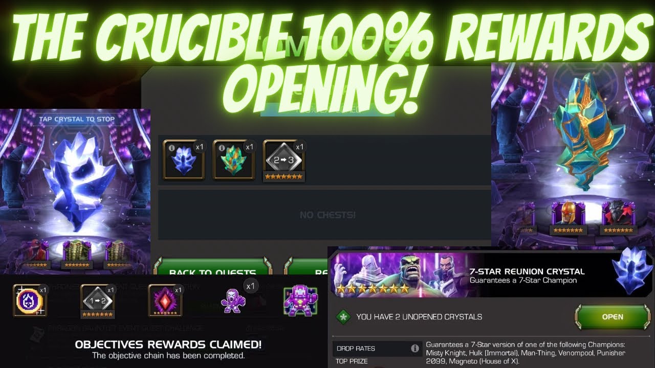 The Crucible 100% Rewards Opening! 2X 7-Star Reunion Crystal! 1X Titan ...