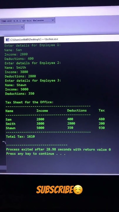 taxed income IDE dev c++ #cppprogramming - YouTube