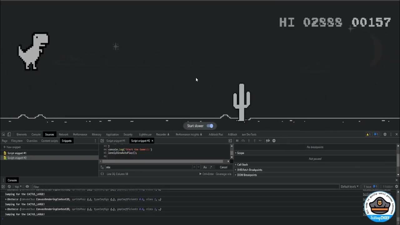 Automating Chrome's Dino Game with JavaScript - YouTube