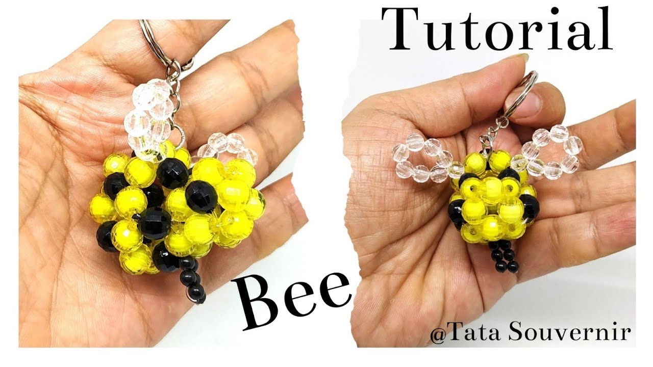 How to Bead Bee Keychain/DIY/Beading Tutorial/Kerajinan manik/Manik ...