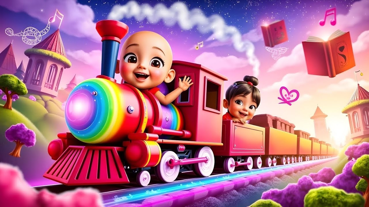 The Rainbow Train Adventure | Colorful Train nursery rhymes Song for ...