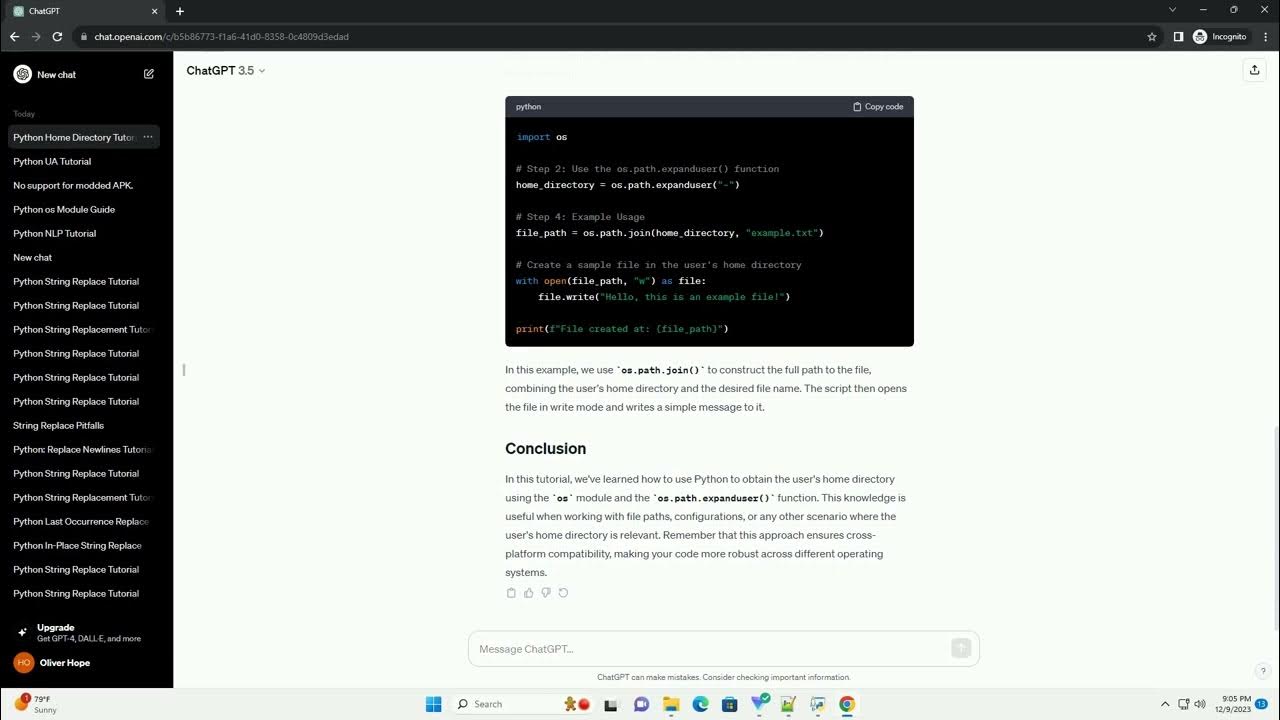 python user home directory - YouTube