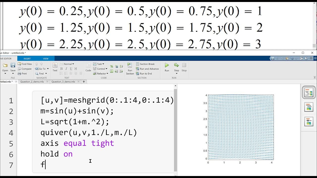 Slope Field ODE 45 MATLAB 2020b - YouTube