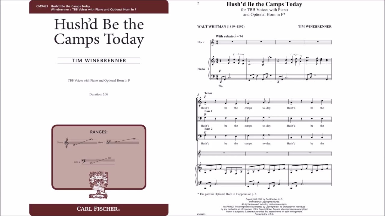 Hush'd Be the Camps Today (CM9483) by Tim Winebrenner - YouTube